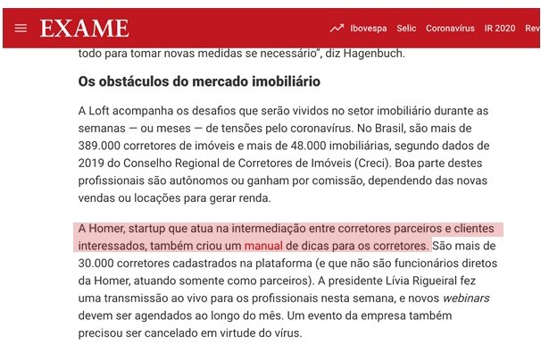 Homer na Exame - Blog Homer: Mercado Imobiliário, Corretores e Imóveis